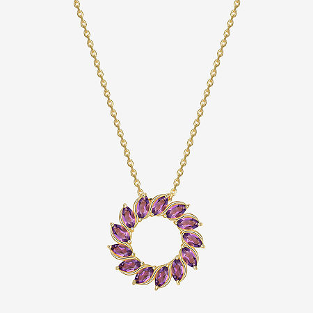 Click here for Womens Gemstone 18K Gold Over Silver Circle Pendan... prices