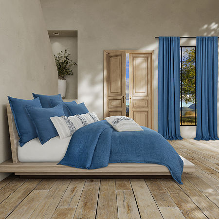 White Sand South Seas Cotton Duvet Cover  Full/Queen - Dusk Blue