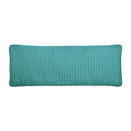 J by J Queen Cayman Quilted Decorative Pillow  14 x 40 - Turquoise