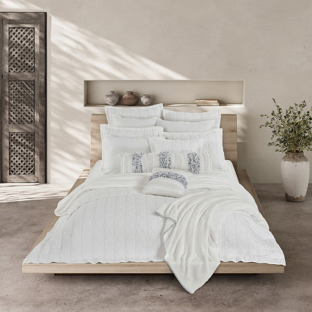 White Sand Playa Cotton Coverlet  Full/Queen - White