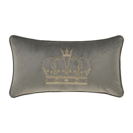 J Queen New York Townsend Crown Boudoir Decorative Pillow  15 x 20 - Charcoal