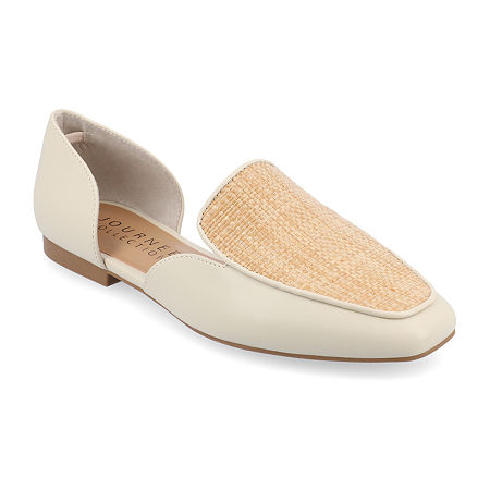 Journee Collection Womens Kennza Cut Out Slip On Loafers - Off White