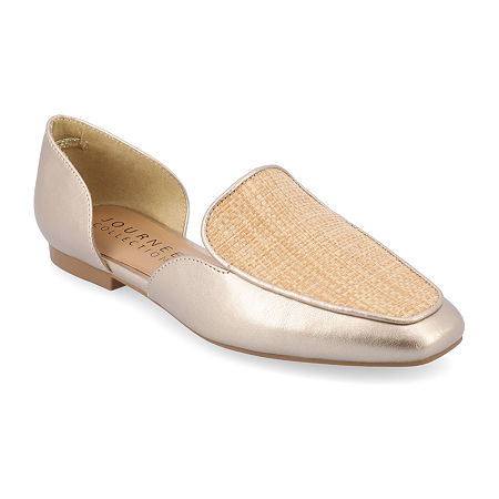 Journee Collection Womens Kennza Cut Out Slip On Loafers - Gold