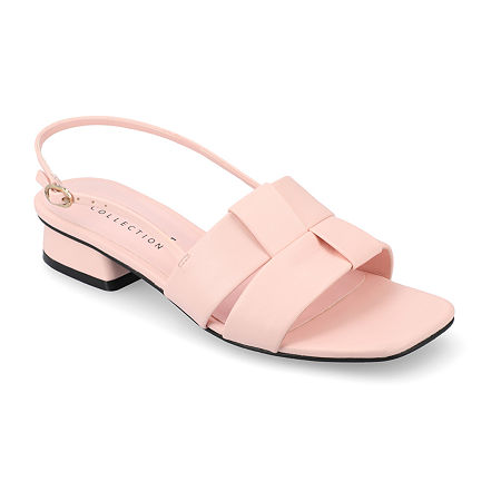 Journee Collection Womens Tabatha Block Heel Slingback Flat Sandals - Pink