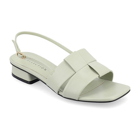 Journee Collection Womens Tabatha Block Heel Slingback Flat Sandals - Sage