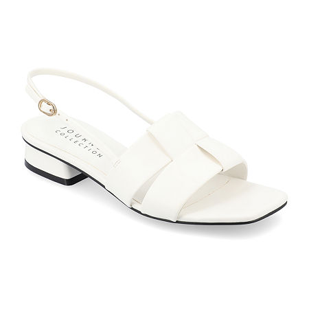 Journee Collection Womens Tabatha Block Heel Slingback Flat Sandals - White