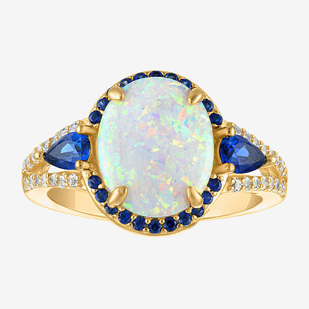 Click here for Womens Lab Created White Opal 14K Gold Over Silver... prices