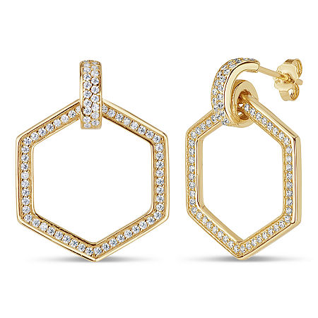 Click here for DiamonArt White Cubic Zirconia 18K Gold Over Silve... prices