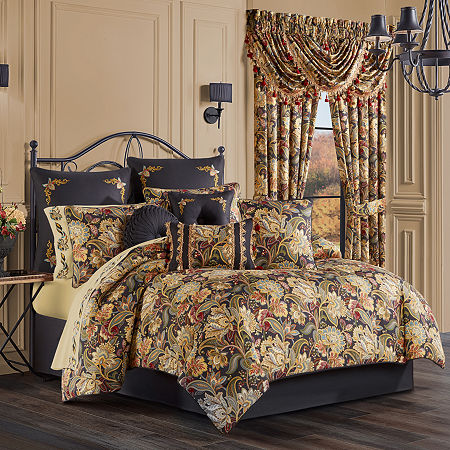 Five Queens Court Stefania 4 Piece Comforter Set  California King - Black