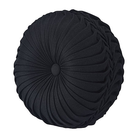 Five Queens Court Stefania Tufted Decorative Pillow  15 Round - Black