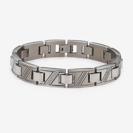 Click here for Mens Diamond Bracelet 1/10 CT. T.W. Stainless  One... prices