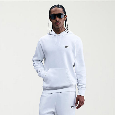 Click here for Nike Club Mens Pullover Fleece Logo Hoodie - White... prices
