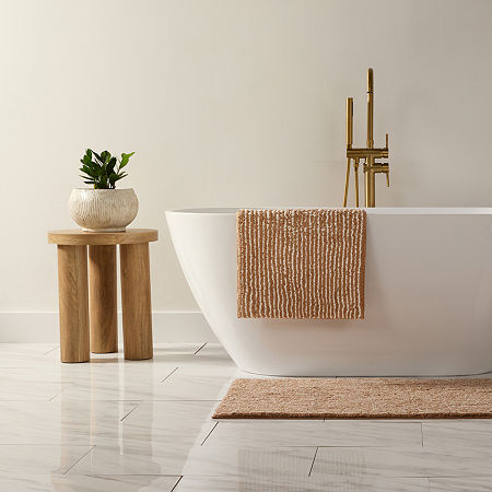 Click here for Casual Comfort Pinstripe Cotton Bath Mat  One Size... prices