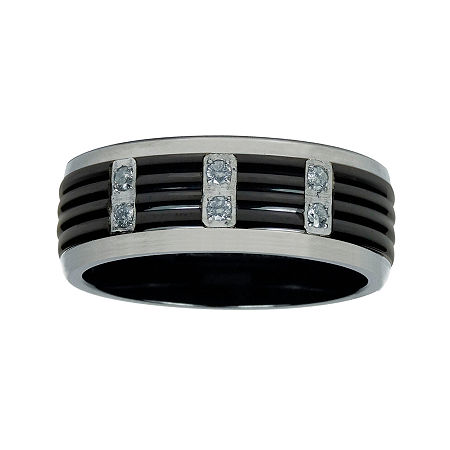 Click here for Mens 1/8 C.T. TW. Natural Diamond Black Titanium W... prices