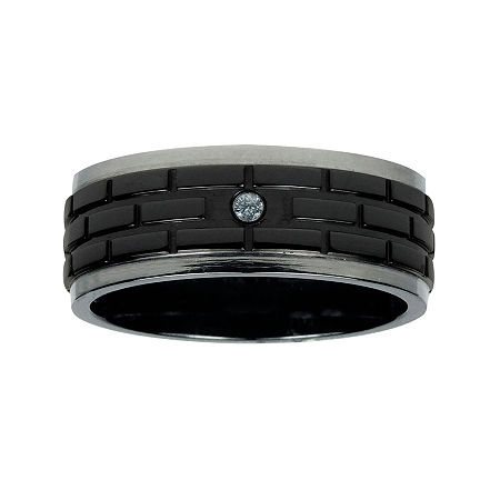 Click here for Mens 8mm Diamond-Accent Black Titanium Wedding Ban... prices