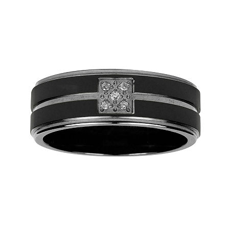 Click here for Mens Diamond-Accent Black Titanium Wedding Band  1... prices