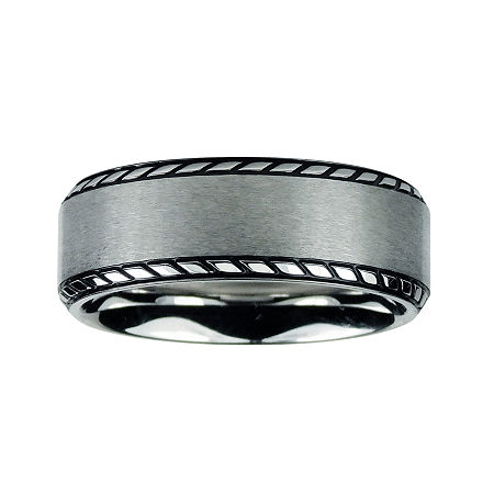Click here for Mens 8mm Titanium Rope Border Wedding Band  8 1/2... prices