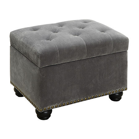 Convenience Concepts 24 Velvet 5th Avenue Storage Ottoman - Gray Velvet