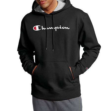 Click here for Champion Mens Script Logo Powerblend Hoodie - Blac... prices