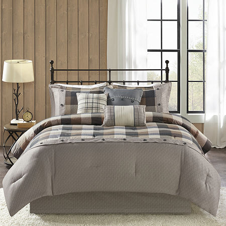 Madison Park Ridge Herringbone 7-Pc. Comforter Set  Queen - Neutral