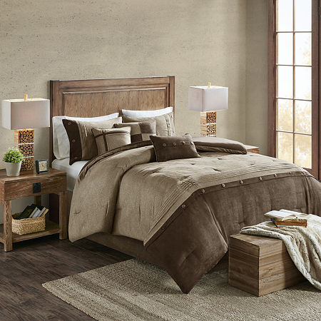 Madison Park Boone Microsuede 7-Pc. Comforter Set  California King - Brown