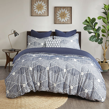 Ink+Ivy Ellipse Jacquard 3-Pc. Comforter Set  Full/Queen - Navy