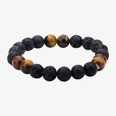 Click here for Inox Jewelry Mens Black Lava & Brown Tiger Eye Sta... prices