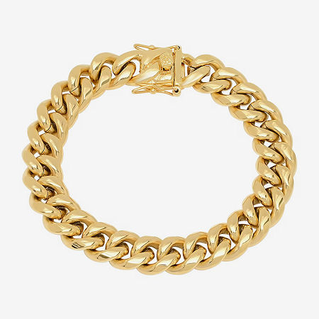 Click here for Mens 18K Gold Over Stainless Steel Semisolid Curb... prices