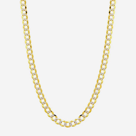 Click here for 14K Two Tone 5.7MM Pave Diamond Cut Curb Necklace... prices