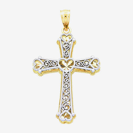Click here for Womens 14K Two-Tone Gold Heart Cross Pendant  One... prices