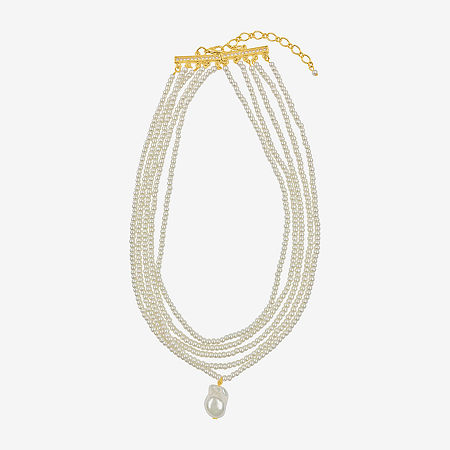 Click here for Bijoux Bar Womens White Glass 10K Gold Over Brass... prices