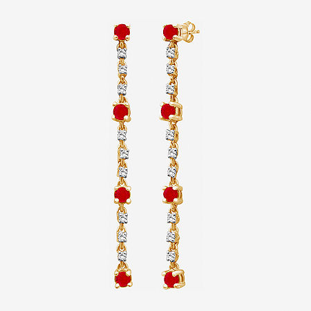 Click here for Womens Diamond Accent Gemstone 10K Gold Drop Earri... prices