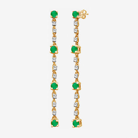 Click here for Womens Diamond Accent Gemstone 10K Gold Drop Earri... prices