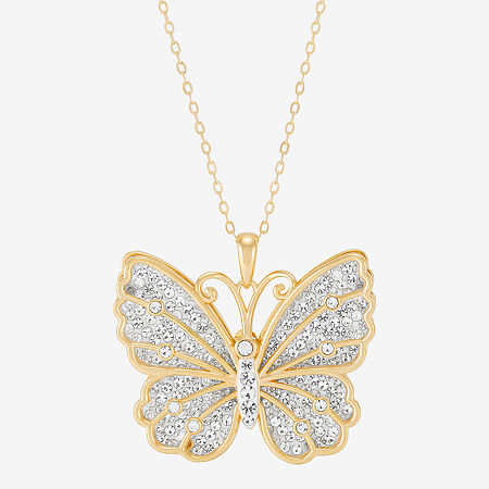 Click here for Womens White Crystal 14K Gold Over Silver Butterfl... prices