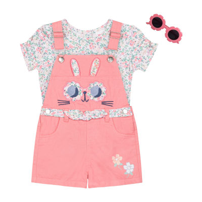 Little Lass Toddler Girls 3-pc. Shortall Set, Color: Pink - JCPenney