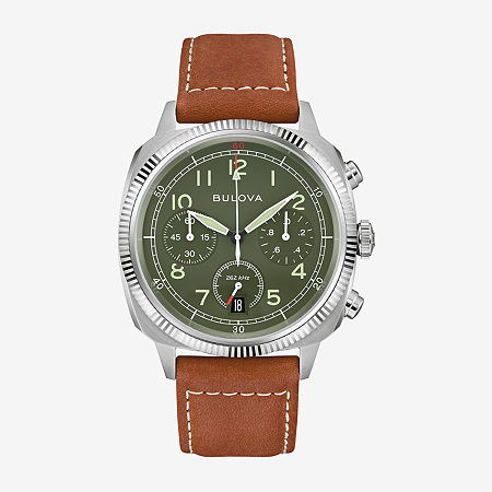 Click here for Bulova Mens Chronograph Brown Leather Strap Watch... prices