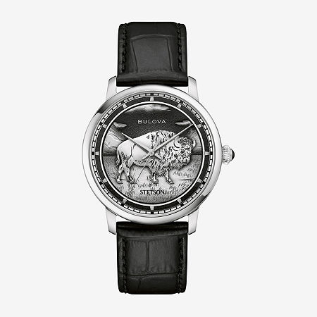 Click here for Bulova Mens Husdon Stetson Black Leather Strap Wat... prices