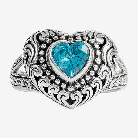 Click here for Womens Blue Cubic Zirconia Sterling Silver Heart C... prices
