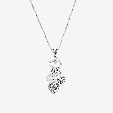 Click here for Womens White Sterling Silver Heart 18 Inch Pendant... prices