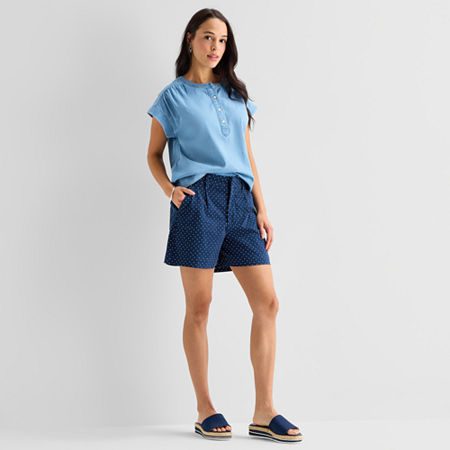 Click here for St. Johns Bay Womens Pleated Short  10  Blue prices