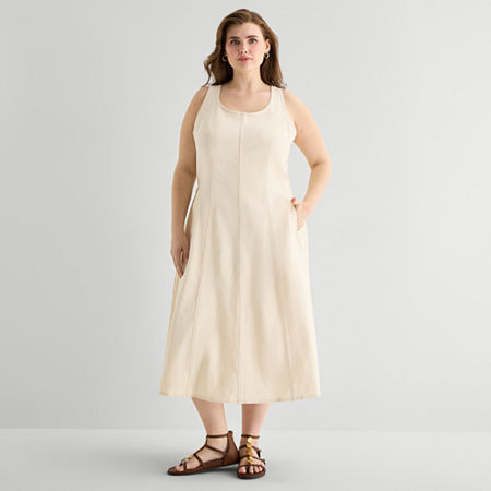 Click here for a.n.a Womens Plus Sleeveless Midi Fit + Flare Dres... prices