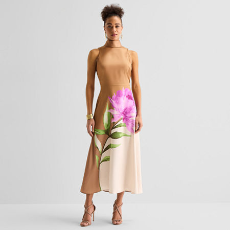 Click here for Worthington Womens Sleeveless Floral Fit + Flare D... prices