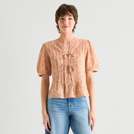 Click here for a.n.a Womens Y Neck Short Sleeve Blouse  Petite Xx... prices