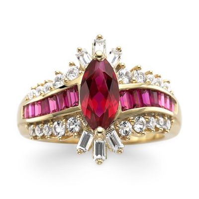 Lab-Created Ruby and Lab-Created White Sapphire 14K Gold Over Silver ...
