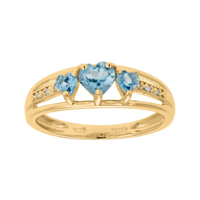 Genuine Blue Topaz and Diamond-Accent 3-Stone Heart Ring-JCPenney ...