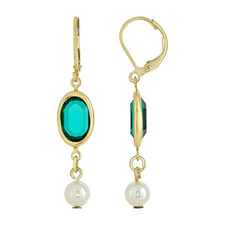 Click here for 1928 Gold Tone Green Drop Earrings  One Size  Gree... prices