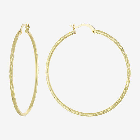 Click here for Athra 14kt. Gold Over Brass 50mm Diamond Cut  Hoop... prices