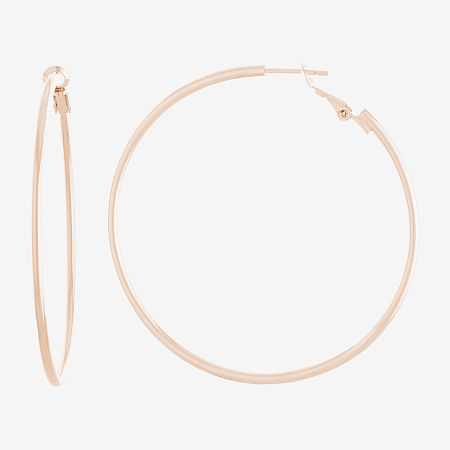 Click here for Silver Reflections 14k Rose Gold Over Brass Hoop E... prices