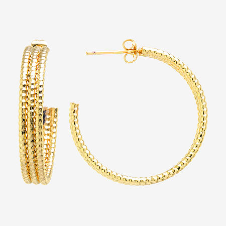 Click here for Silver Reflections 14K Gold Over Brass Hoop Earrin... prices