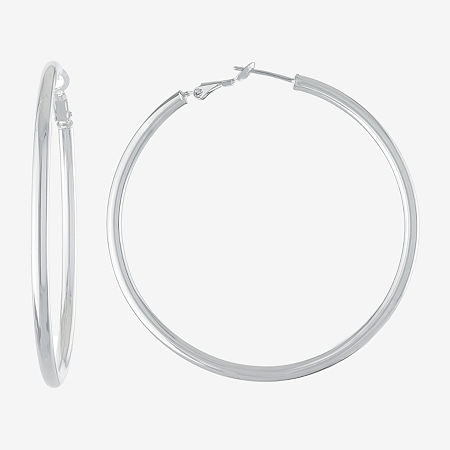 Click here for Athra Fine Silver Plated 70mm Round Tube Hoop Earr... prices
